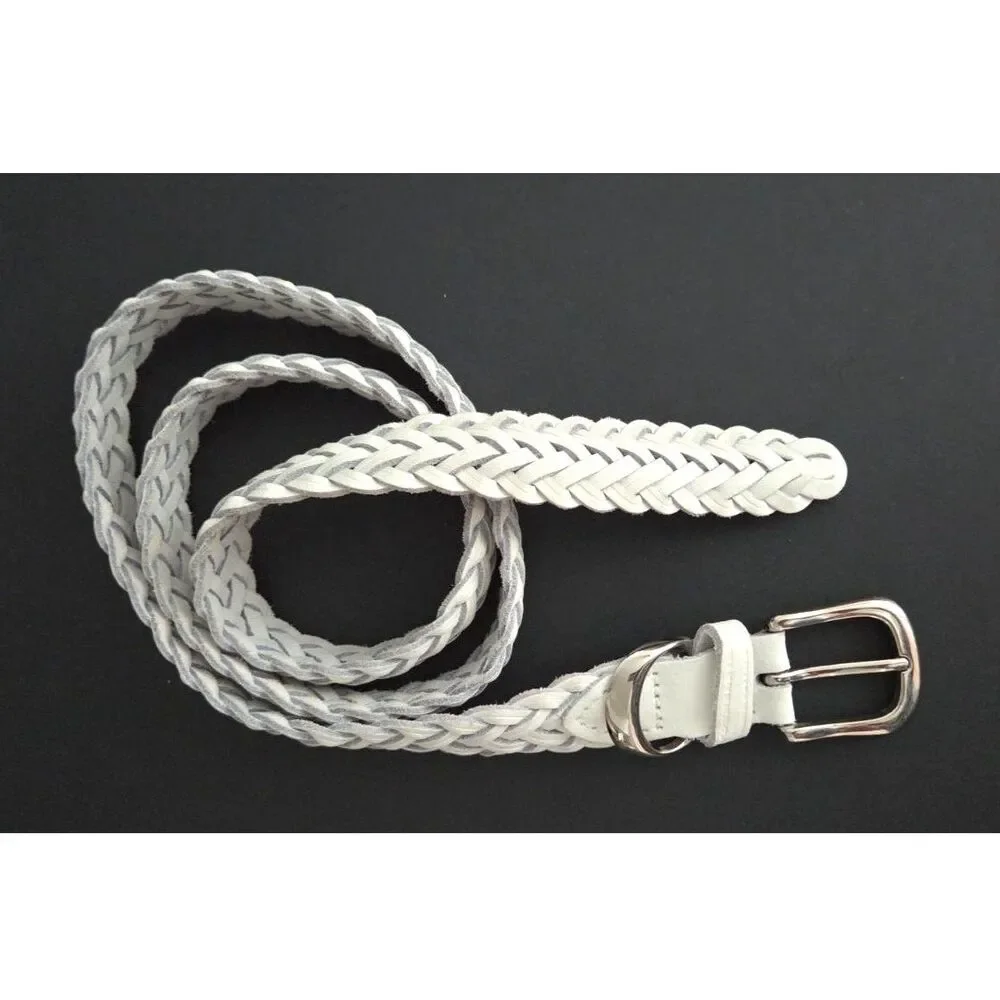 Belt | Accessories | Boho White Braided Leather Belt Nwot Womens Ml ...